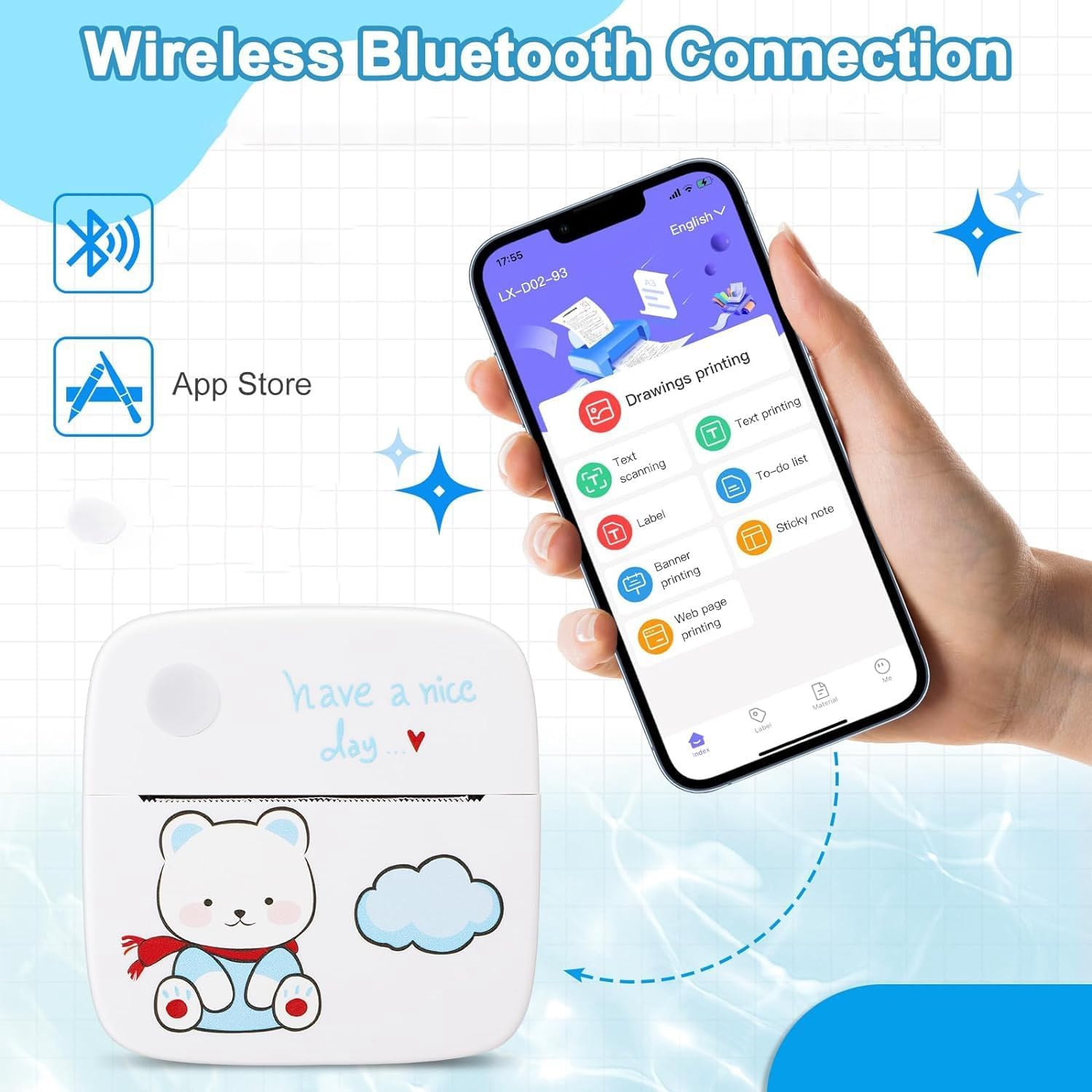 Mini Pocket Printer Portable Thermal Printer Inkless Pocket Printer ...